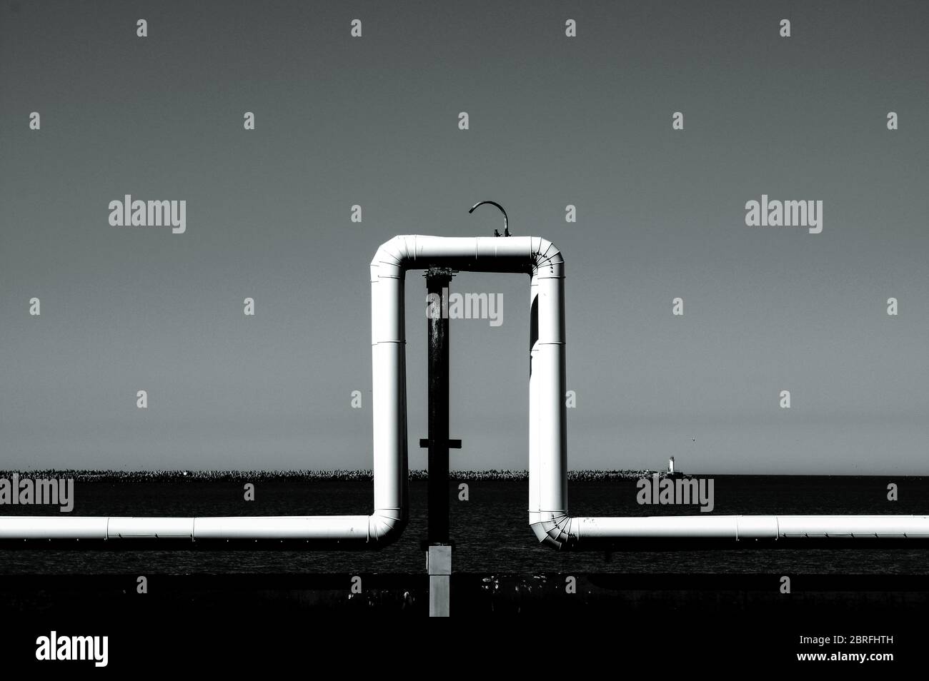 Pipeline and pipe rack of petroleum industrial plant. Offshore Industry ...
