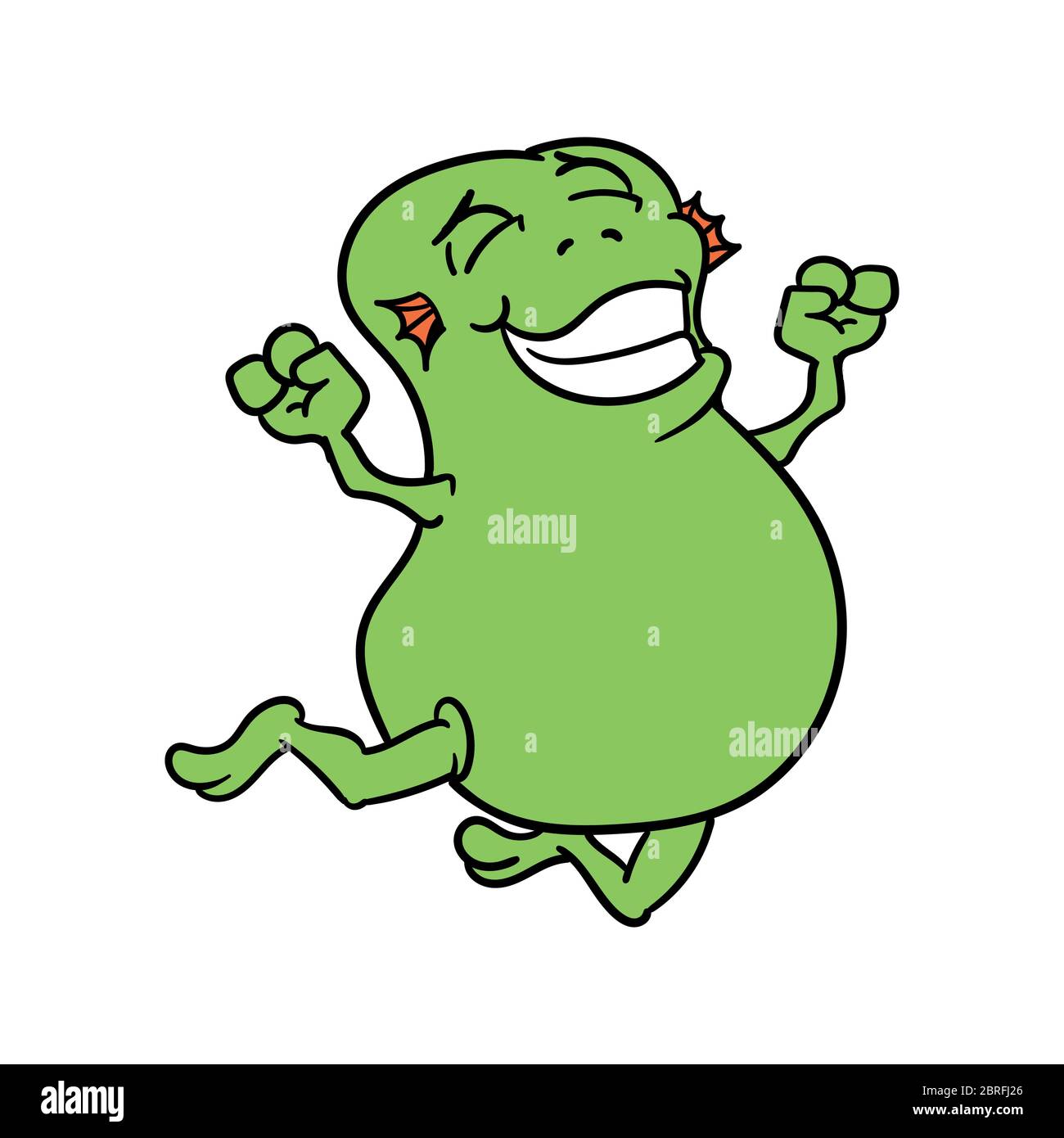 the cute green alien is happy, isolated vector image, on a white ...