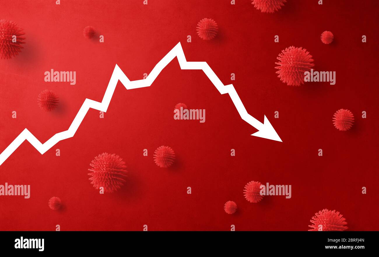 Descending graph, danger, crisis, impact and corona virus concept Stock ...