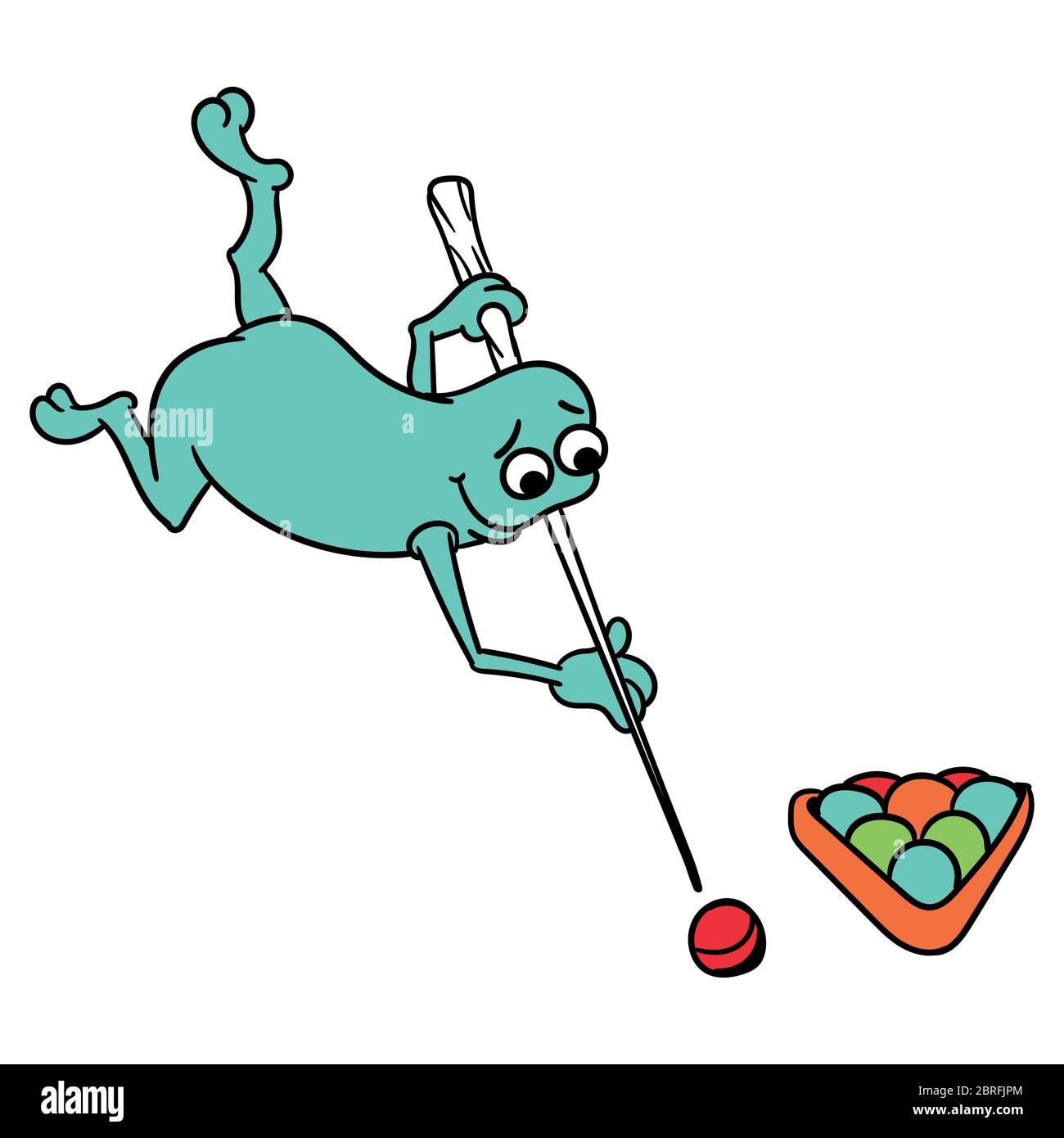cute funny blue alien playing pool, isolated vector image, on a white ...