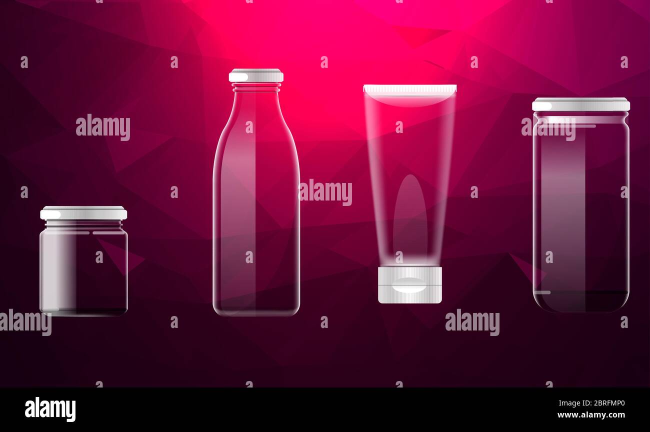 mock up illustration of different glass pack on abstract background ...