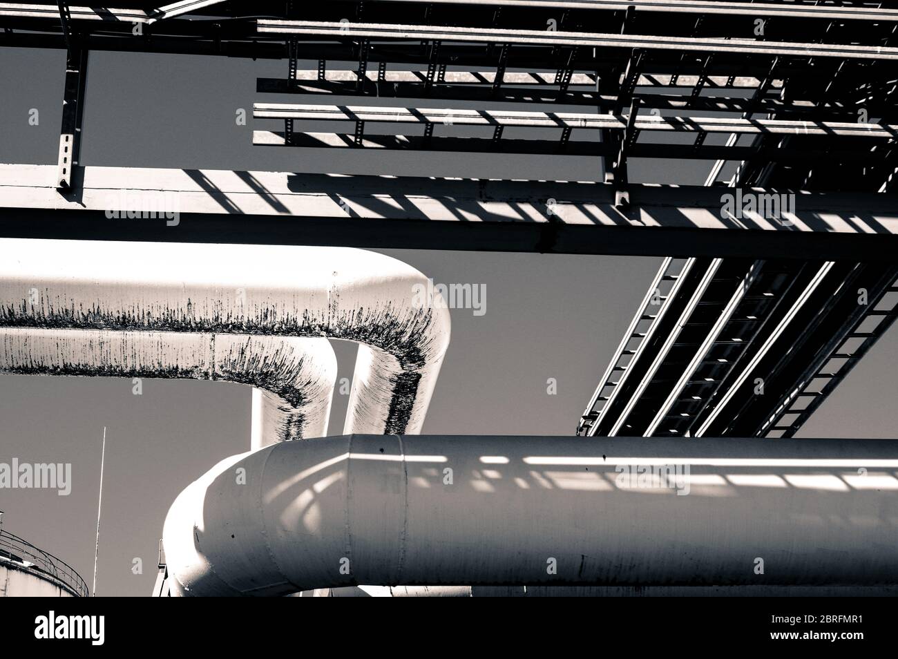 Pipeline and pipe rack of petroleum industrial plant. Offshore Industry ...