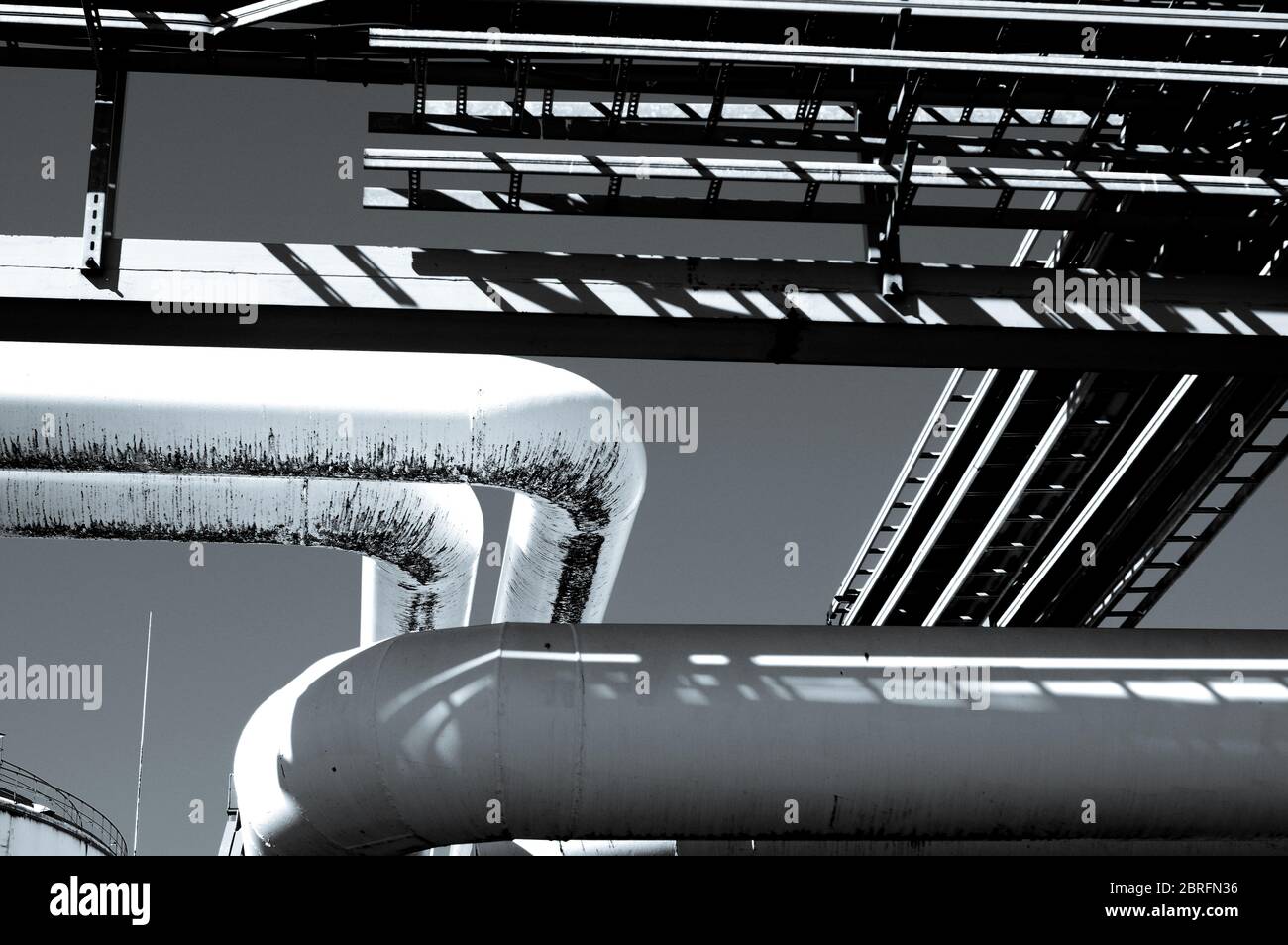 Pipeline and pipe rack of petroleum industrial plant. Offshore Industry ...