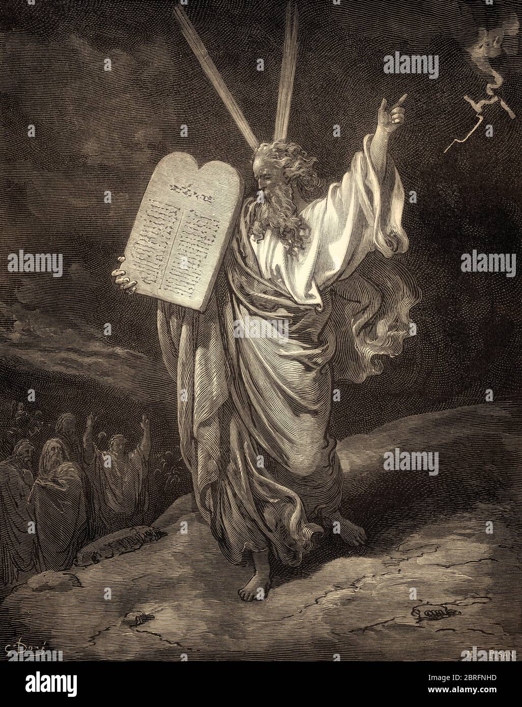 Ten Commandments; Moses descending from Mount Sinai, Old Testament, by ...