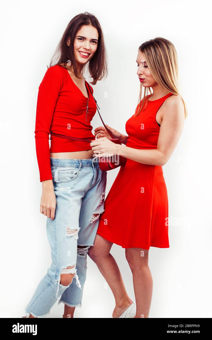 best friends teenage girls together having fun, posing emotional on ...