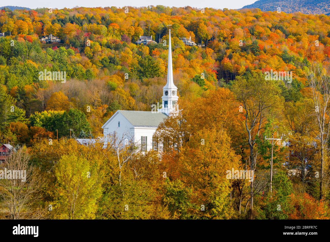 View of the famous non-denominational Stowe Community Church in Main ...