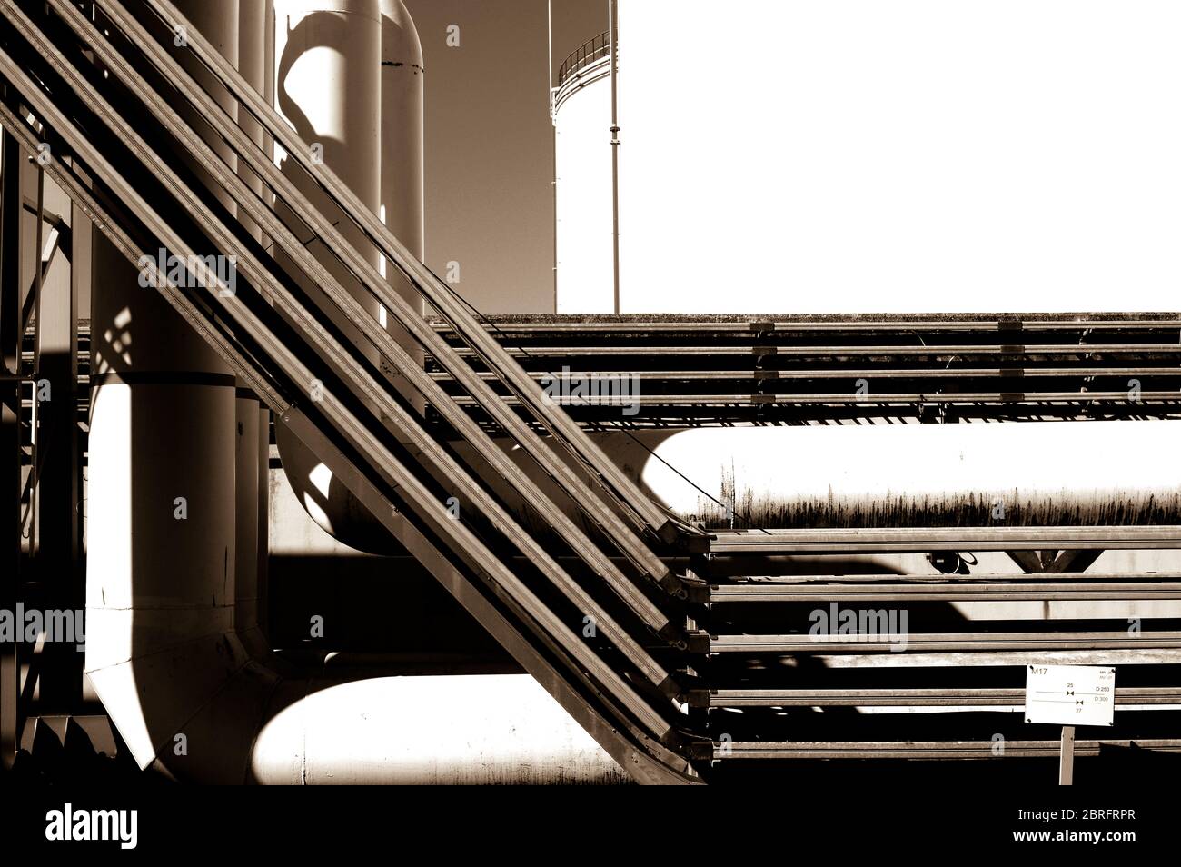 Pipeline and pipe rack of petroleum industrial plant. Offshore Industry ...