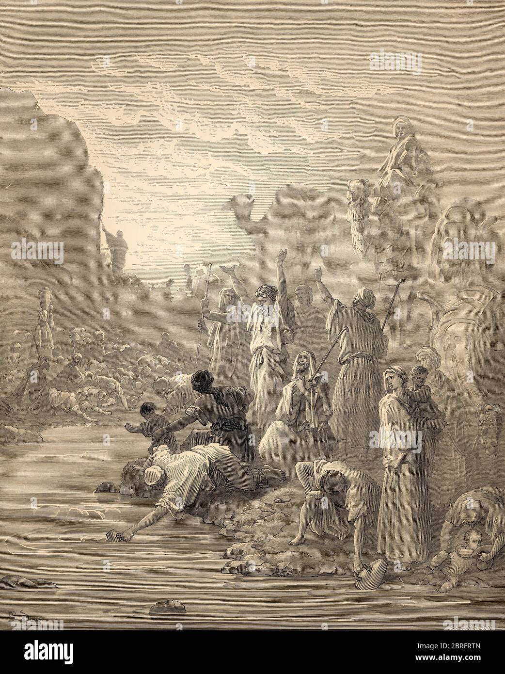 Moses Striking the Rock in Horeb, Old Testament, by Gustave Doré, 1863 ...