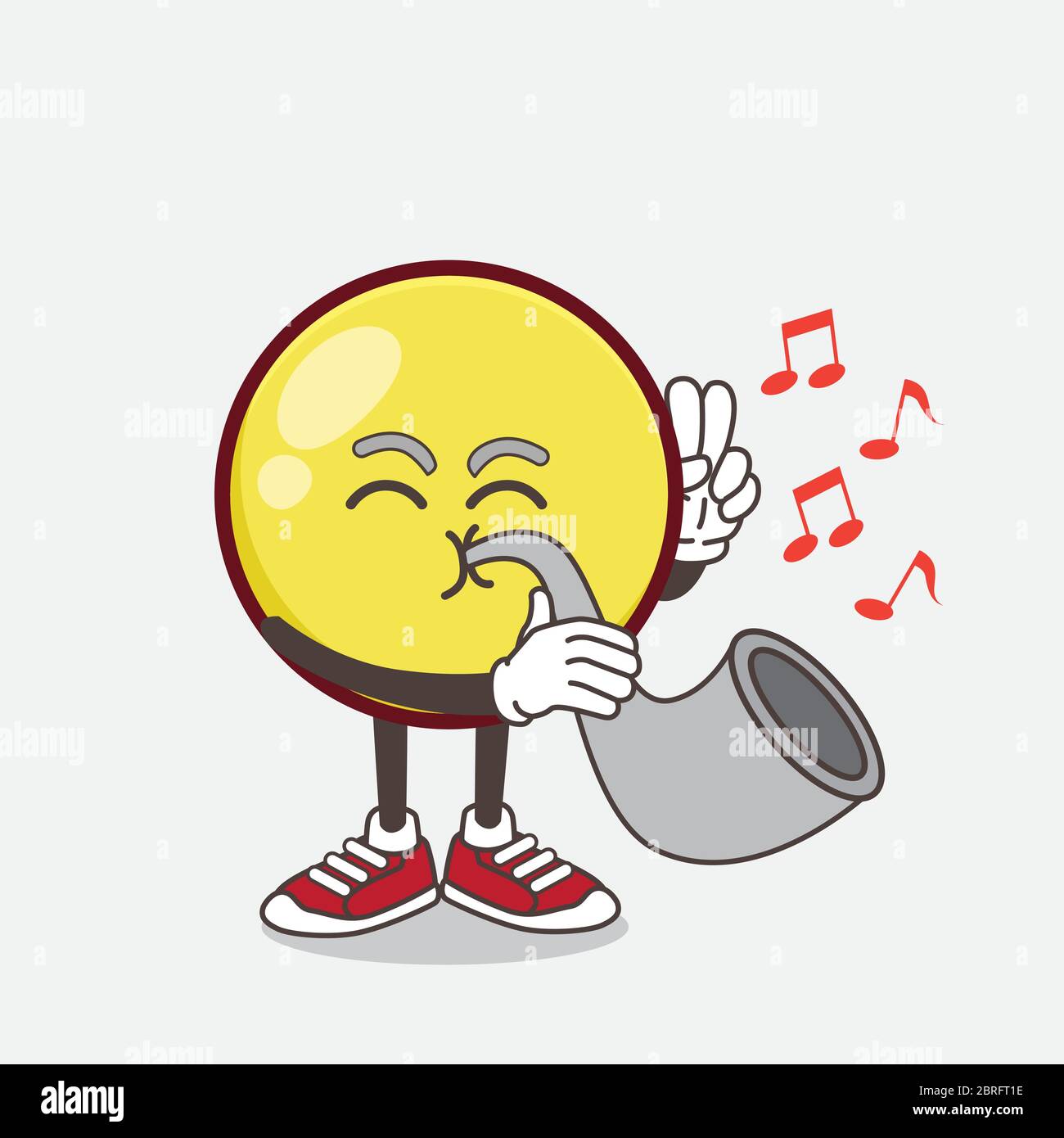 An illustration of Yellow Emoticon cartoon mascot character playing ...