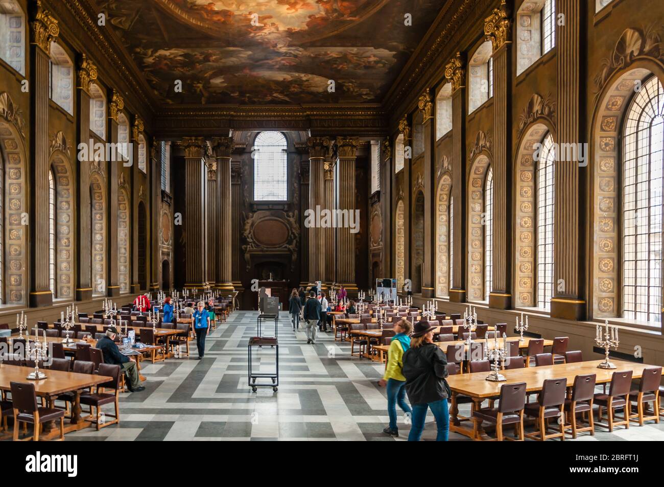 Tourists visit the Old Royal Naval College in Greenwich to view the ...