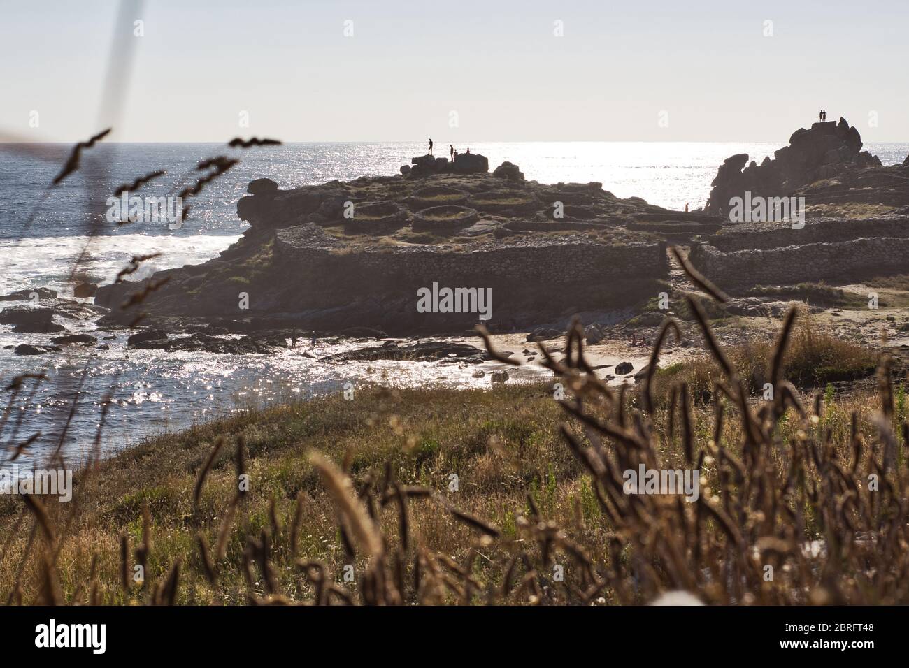 Ancient ruin of a celtic village in Galicia. Village plus walls were ...