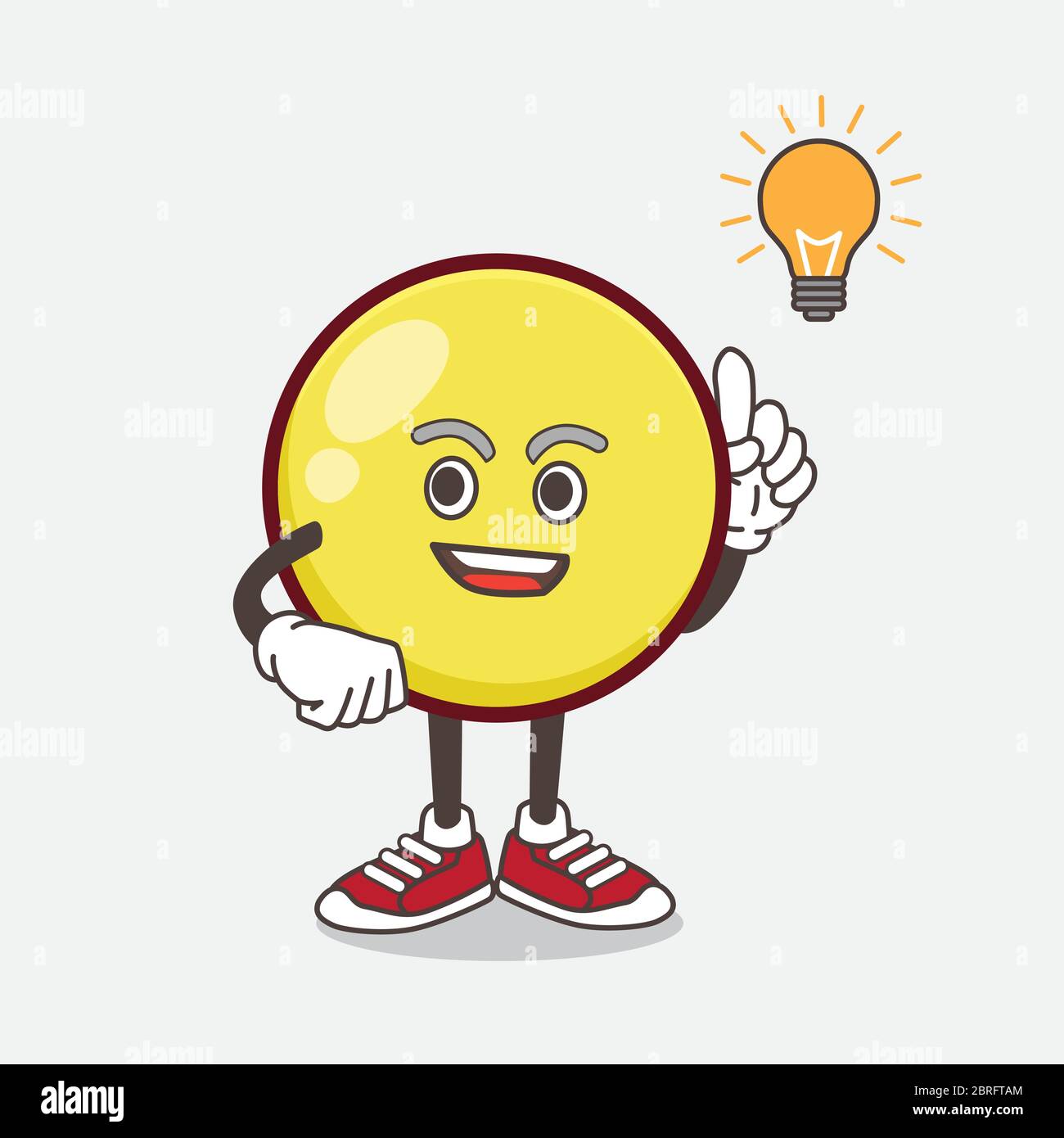 An illustration of Yellow Emoticon cartoon mascot character get an idea ...