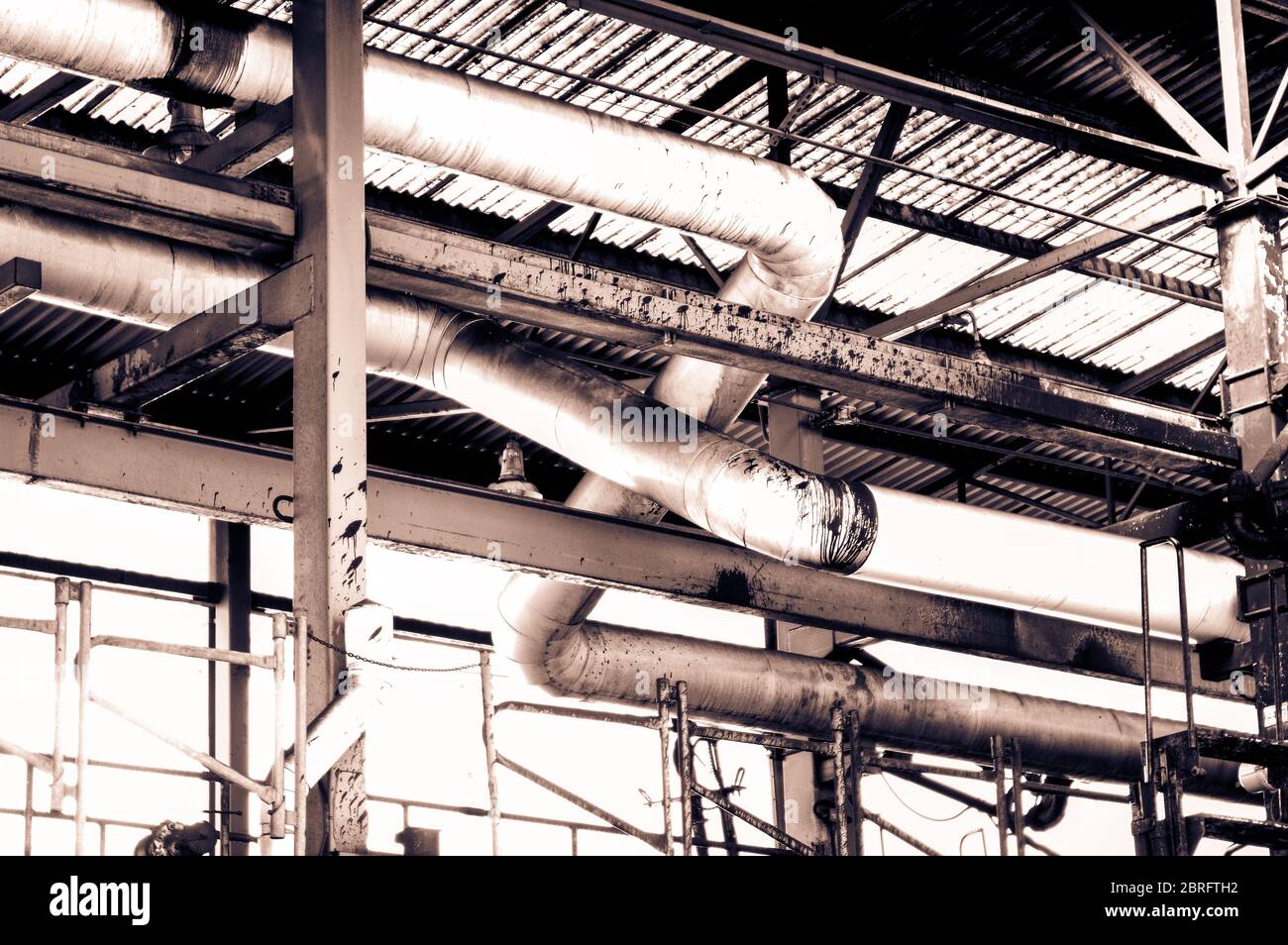 Pipeline and pipe rack of petroleum industrial plant. Offshore Industry ...