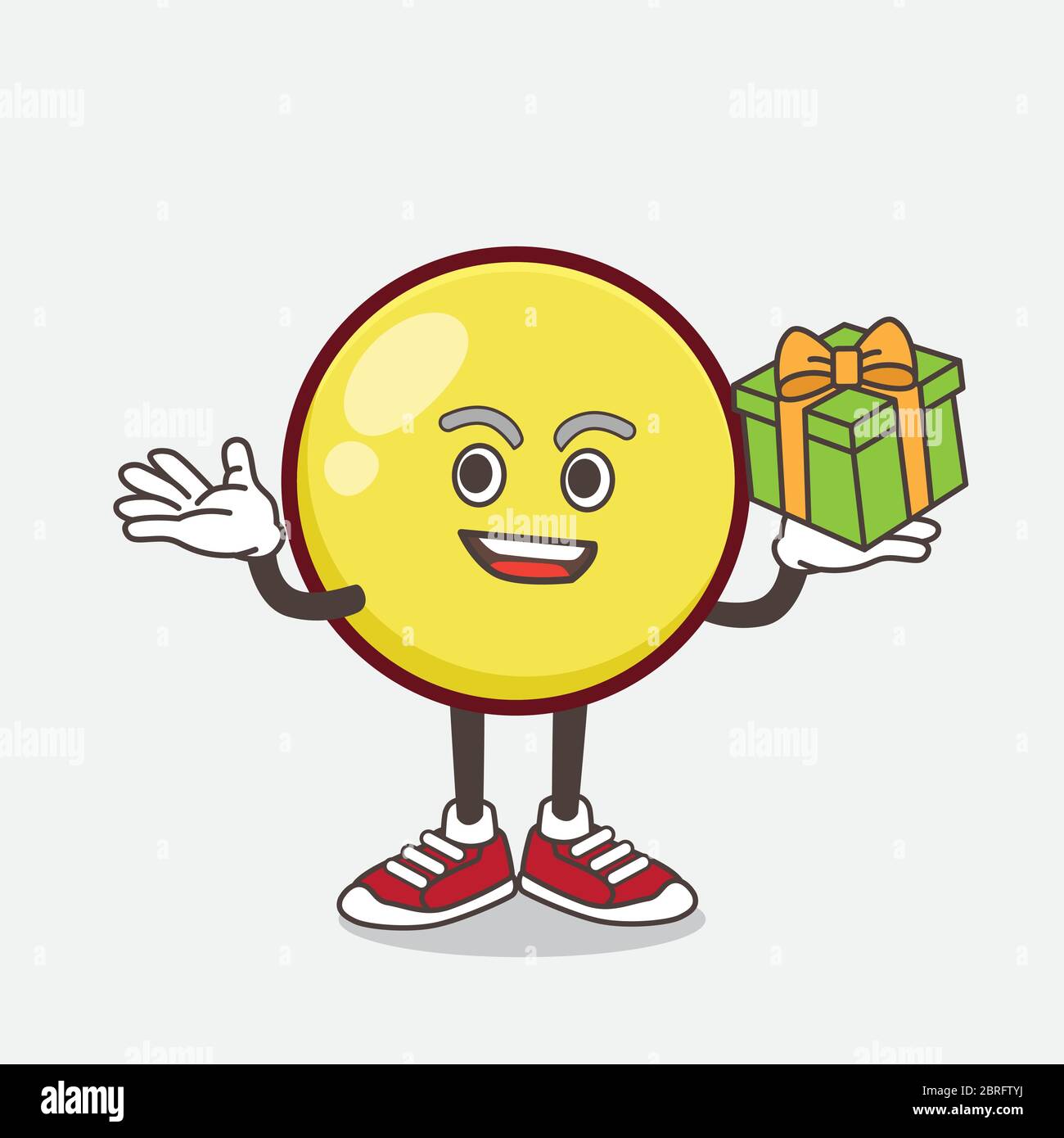 An illustration of Yellow Emoticon cartoon mascot character with a box ...