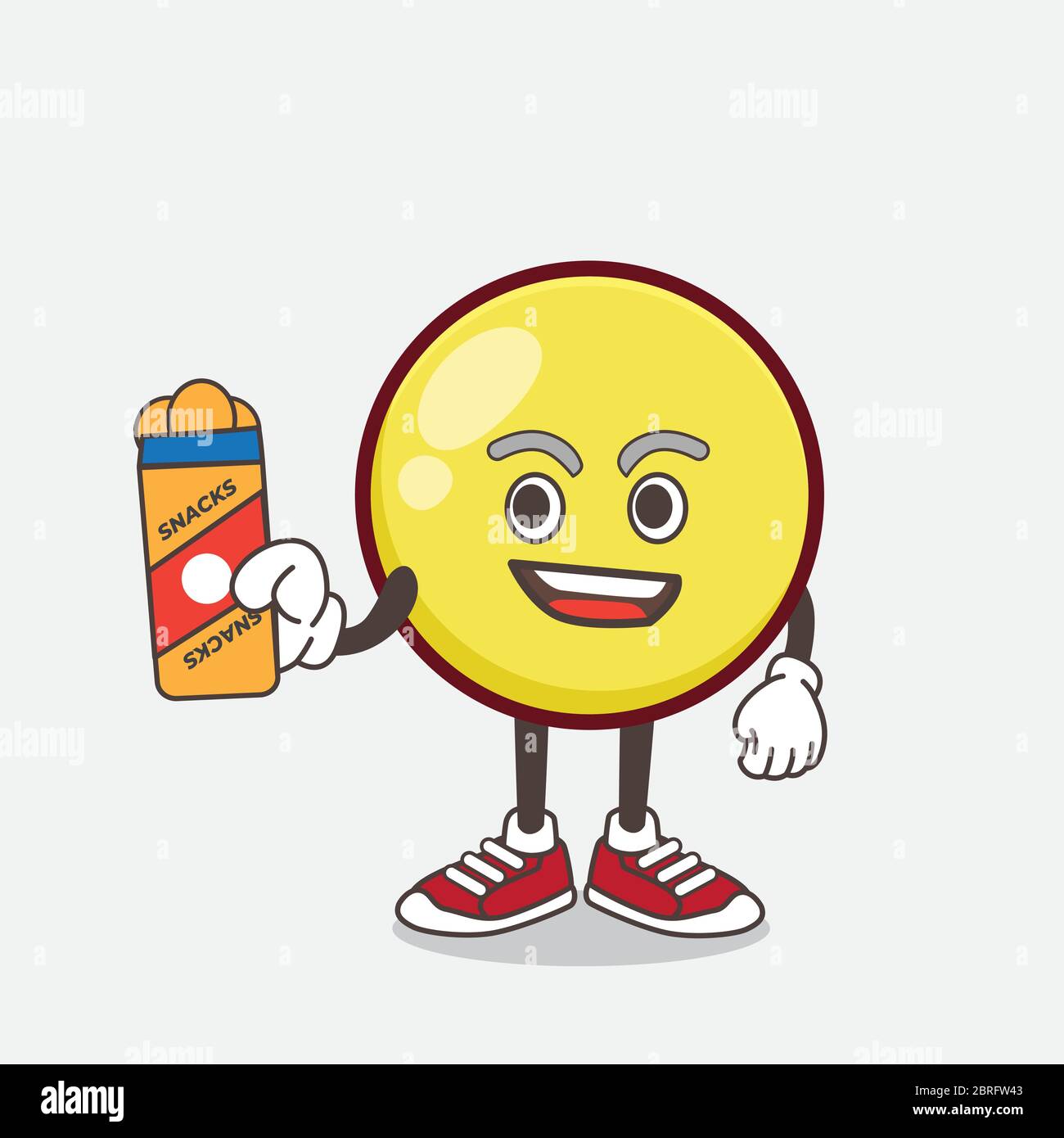 An illustration of Yellow Emoticon cartoon mascot character giving ...