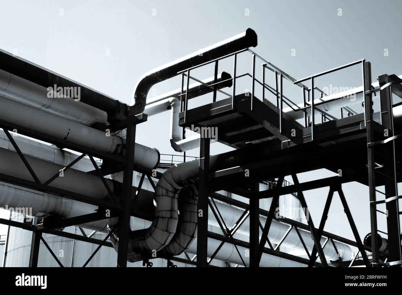 Pipeline and pipe rack of petroleum industrial plant. Offshore Industry ...