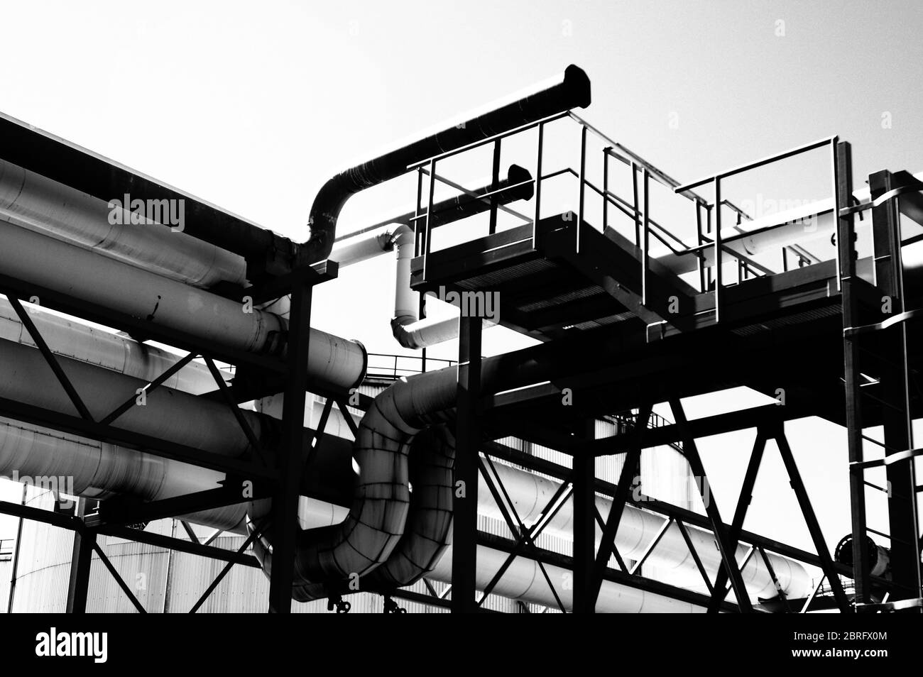 Pipeline and pipe rack of petroleum industrial plant. Offshore Industry ...