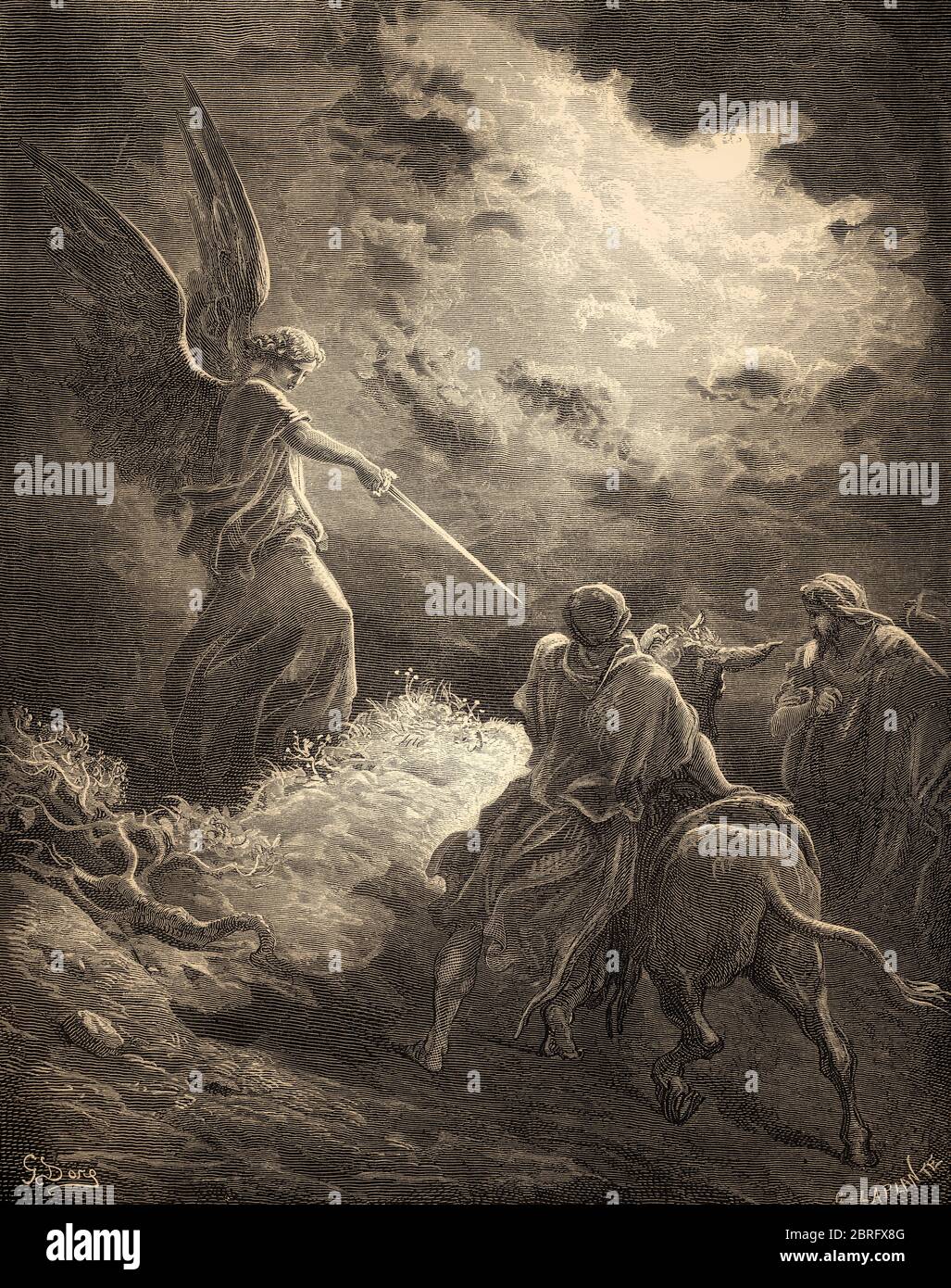 An Angel Appears to Balaam, Balaam's Donkey, Old Testament, Gustave ...
