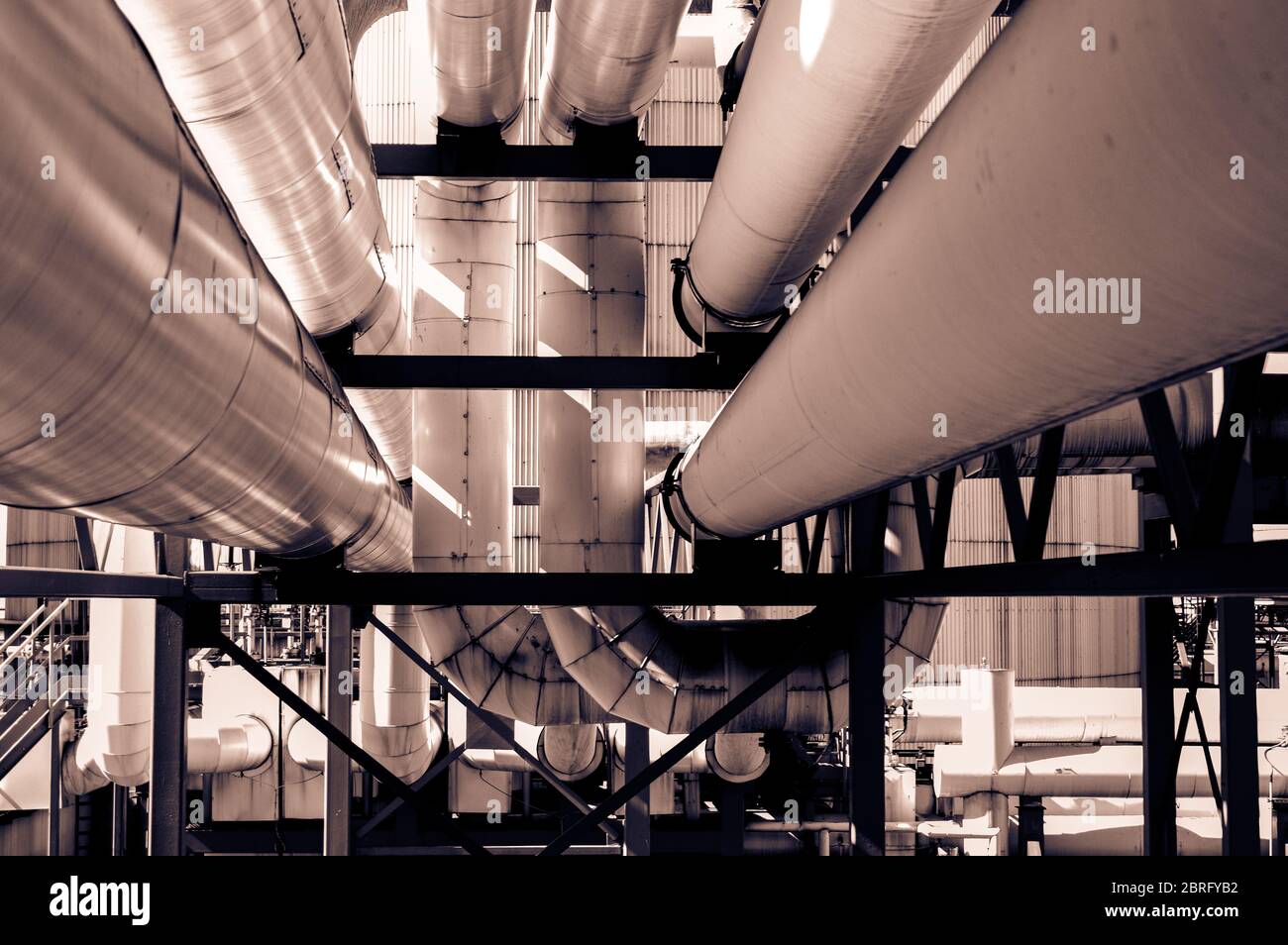 Pipeline and pipe rack of petroleum industrial plant. Offshore Industry ...
