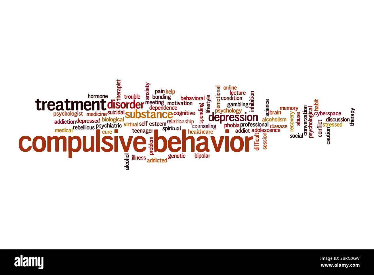 Compulsive behavior cloud concept on white background Stock Photo - Alamy