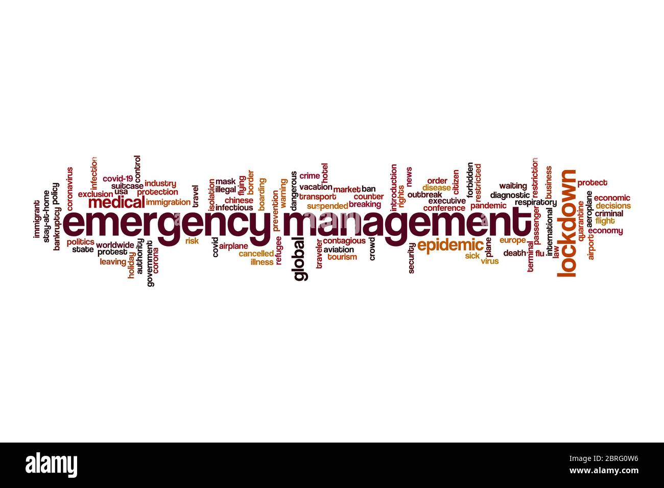 Emergency management cloud concept on white background Stock Photo - Alamy