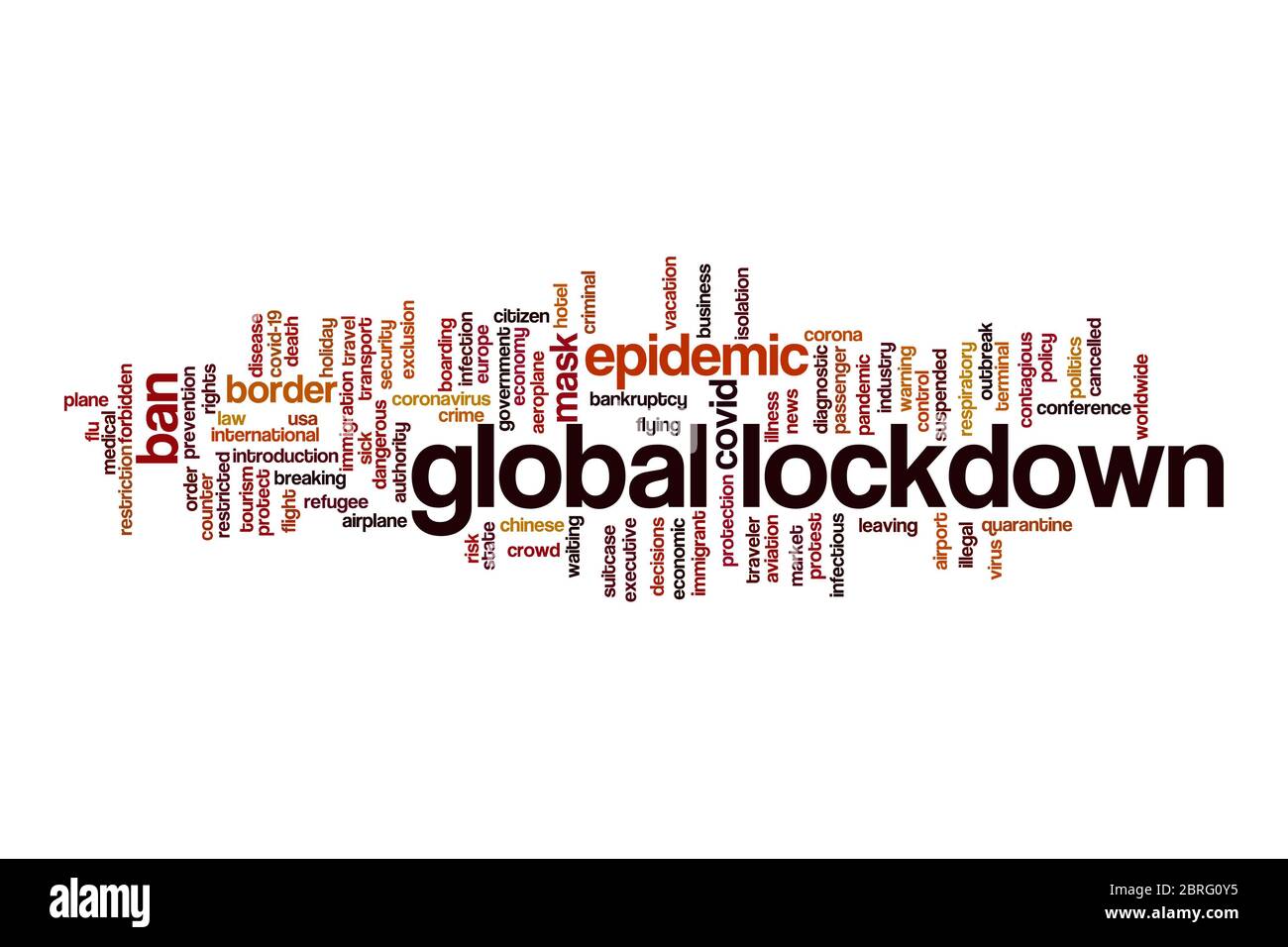 Global lockdown cloud concept on white background Stock Photo - Alamy
