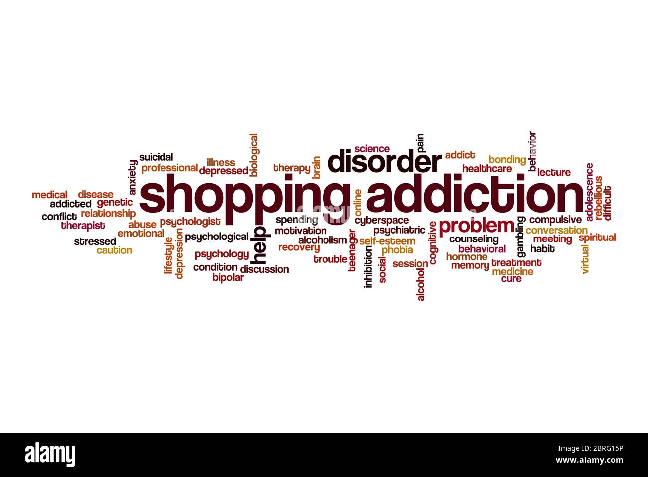 Shopping addiction cloud concept on white background Stock Photo - Alamy