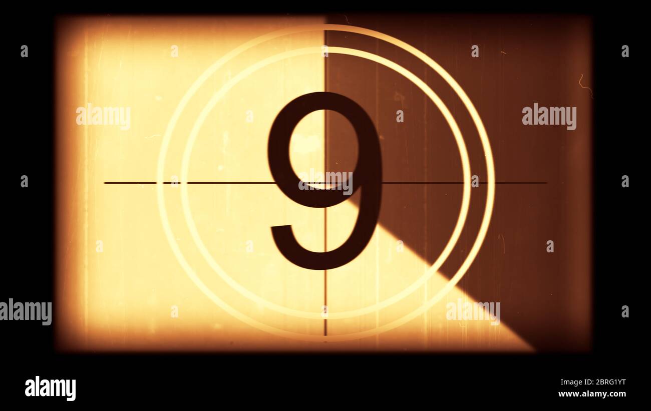 3D rendering of a monochrome universal countdown film leader. Countdown ...