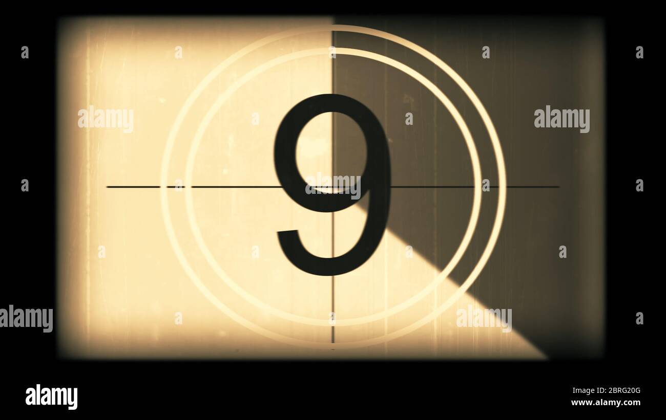 3D rendering of a monochrome universal countdown film leader. Countdown ...