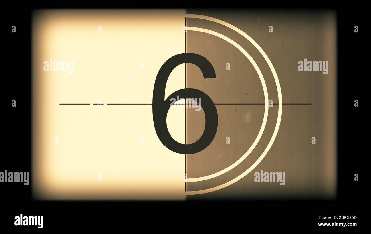 3D rendering of a monochrome universal countdown film leader. Countdown ...