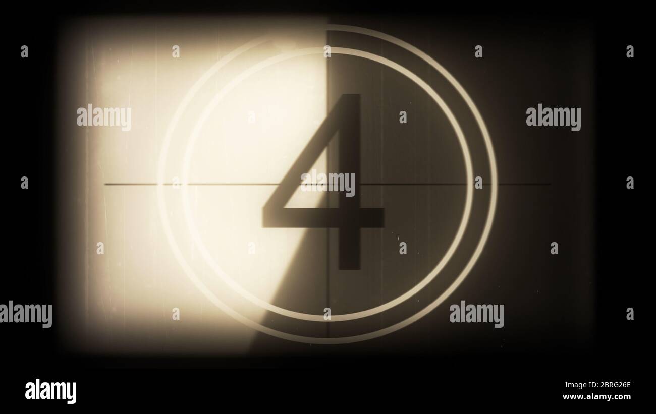 3D rendering of a monochrome universal countdown film leader. Countdown ...