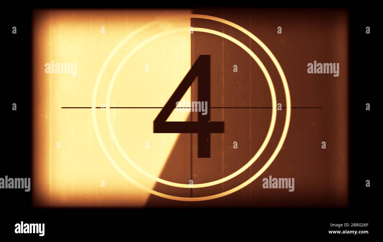 3D rendering of a monochrome universal countdown film leader. Countdown ...