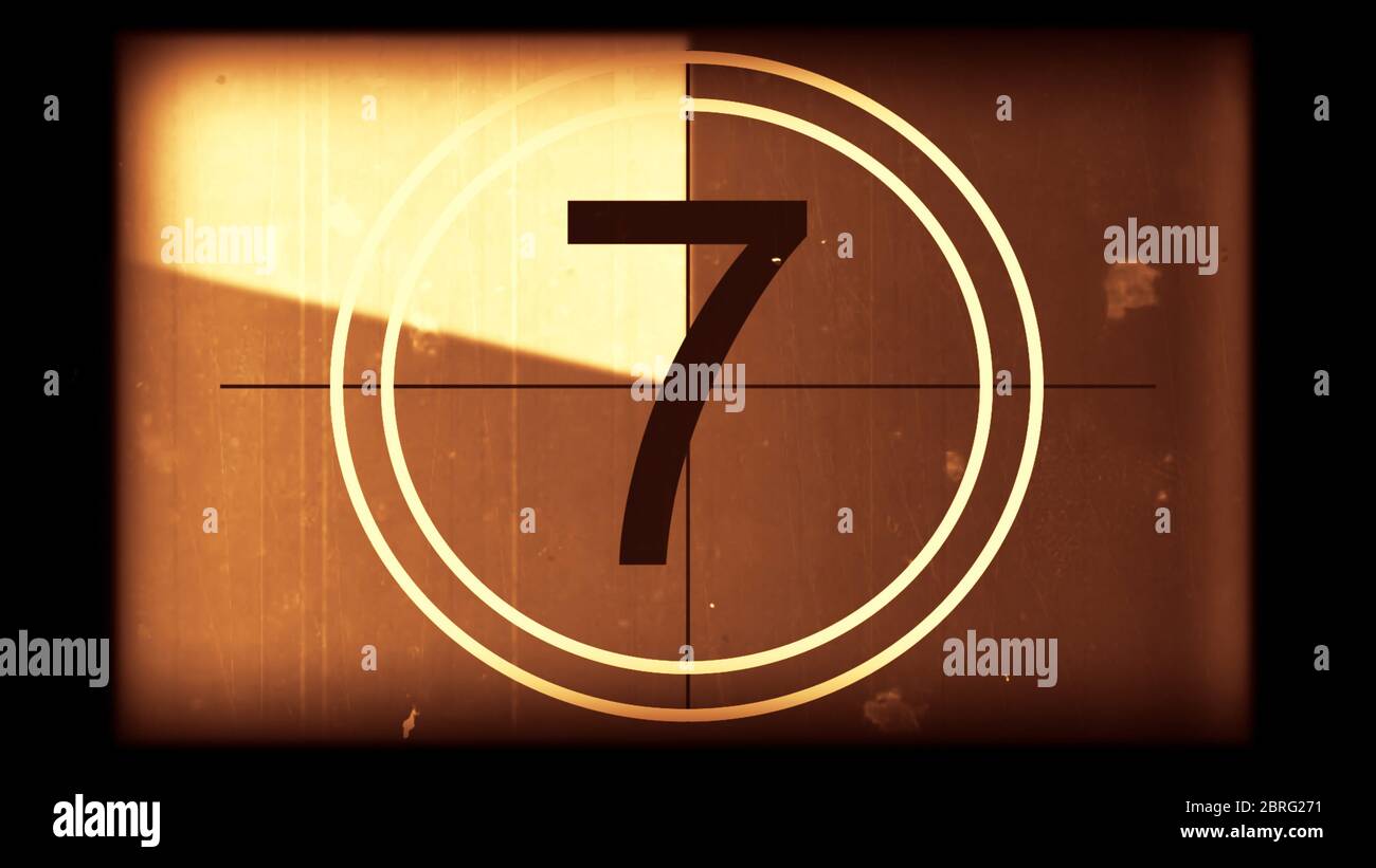 3D rendering of a monochrome universal countdown film leader. Countdown ...