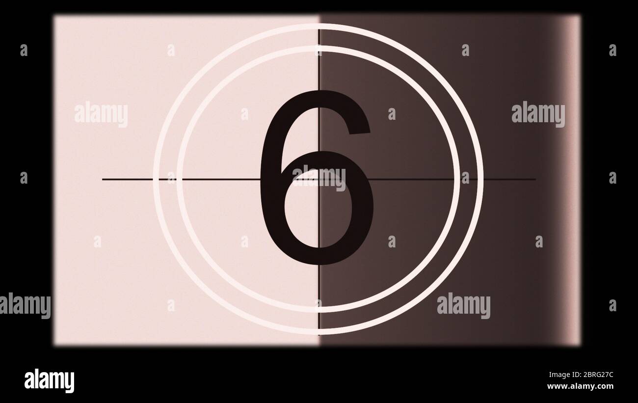 3D rendering of a monochrome universal countdown film leader. Countdown ...