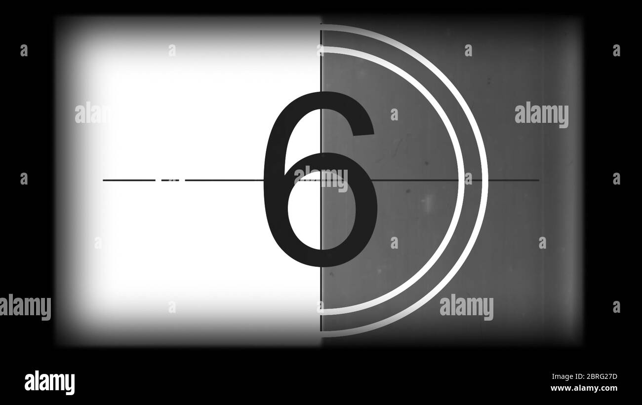 3D rendering of a monochrome universal countdown film leader. Countdown ...