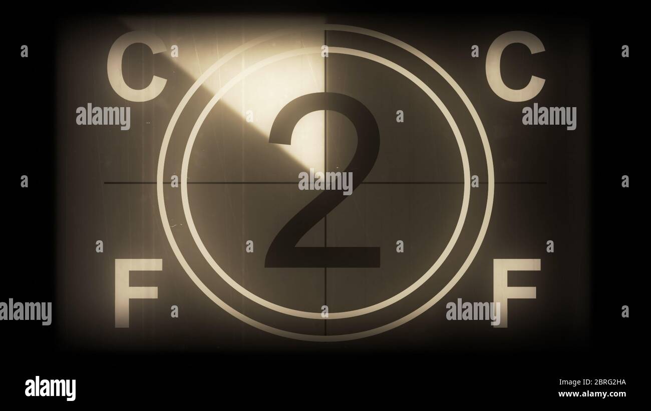 3D rendering of a monochrome universal countdown film leader. Countdown ...
