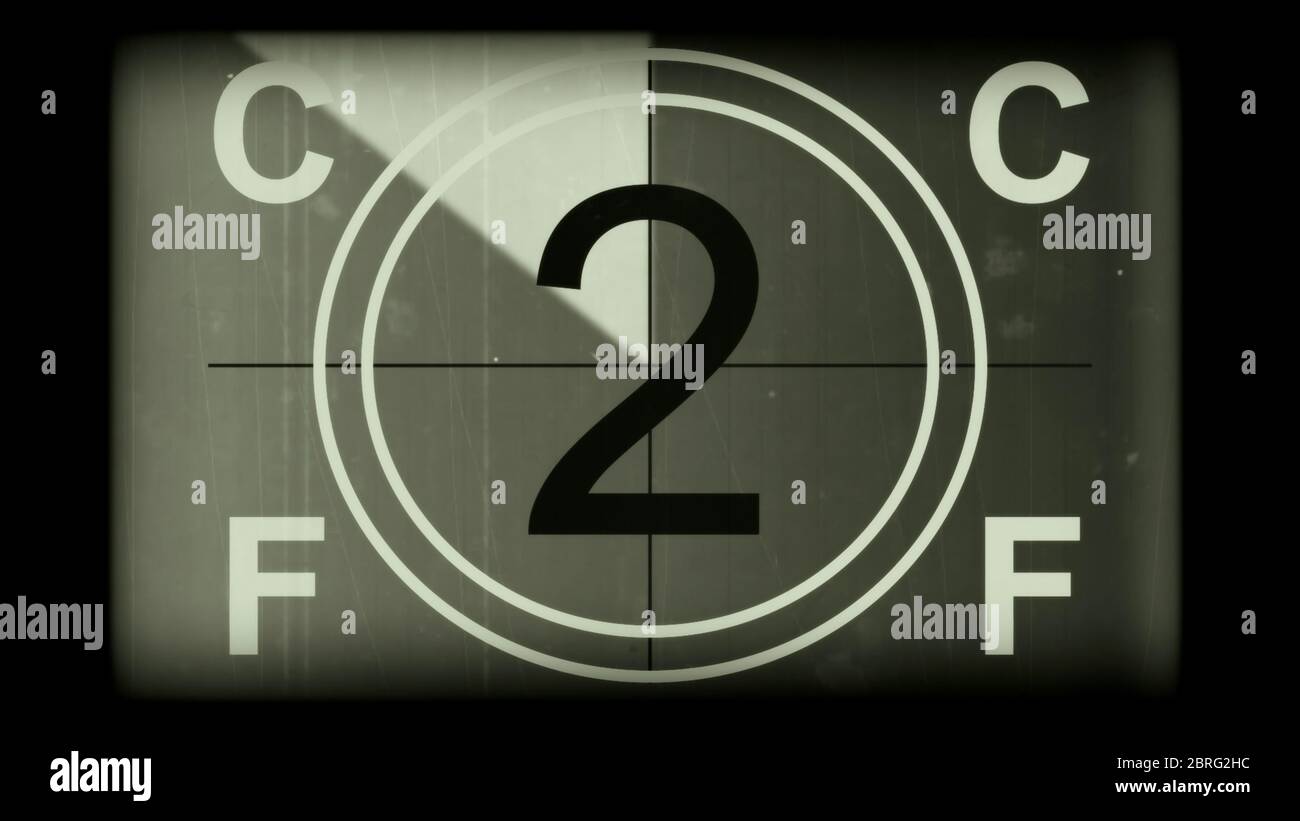 3D rendering of a monochrome universal countdown film leader. Countdown ...
