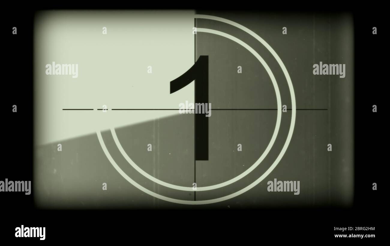 3D rendering of a monochrome universal countdown film leader. Countdown ...