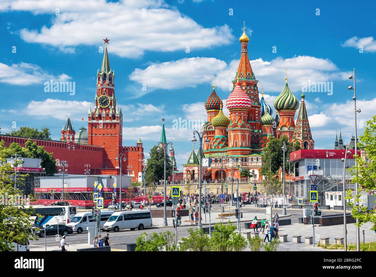 Moscow - June 17, 2018: Moscow Kremlin and St Basil's Cathedral during ...
