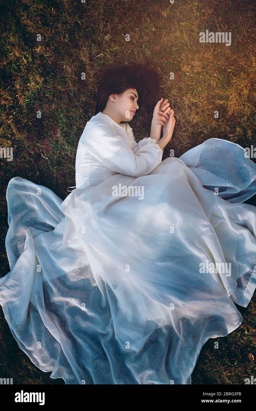 Sad Woman In White Dress