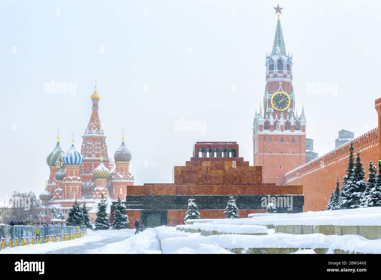 Red Square in winter, Moscow, Russia. It is famous tourist attraction ...