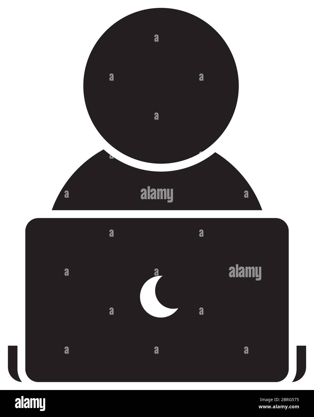 online learning concept, avatar person with laptop computer icon over ...