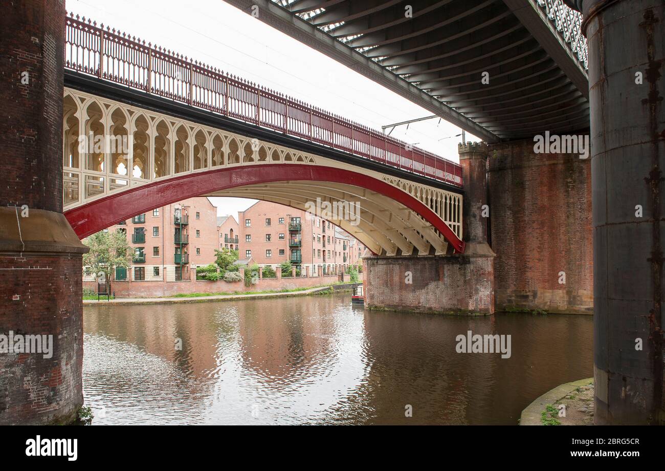 Victorian railway viaducts of the Castlefield Viaduct over the ...