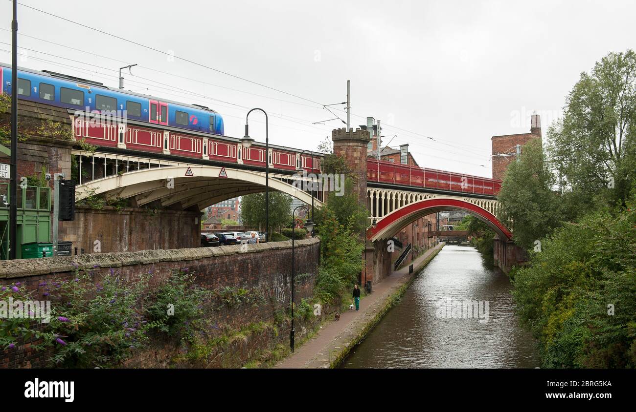Victorian railway viaducts of the Castlefield Viaduct over the ...