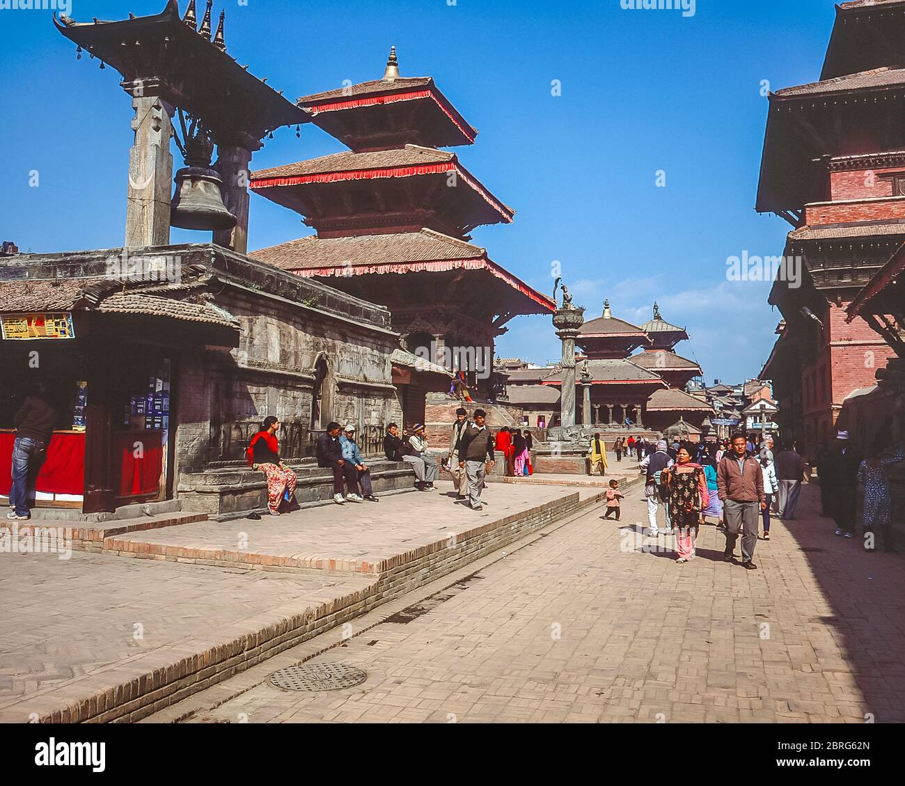 Nepal, Kathmandu. Coulrful street scenes in the medieval Durbar Square ...