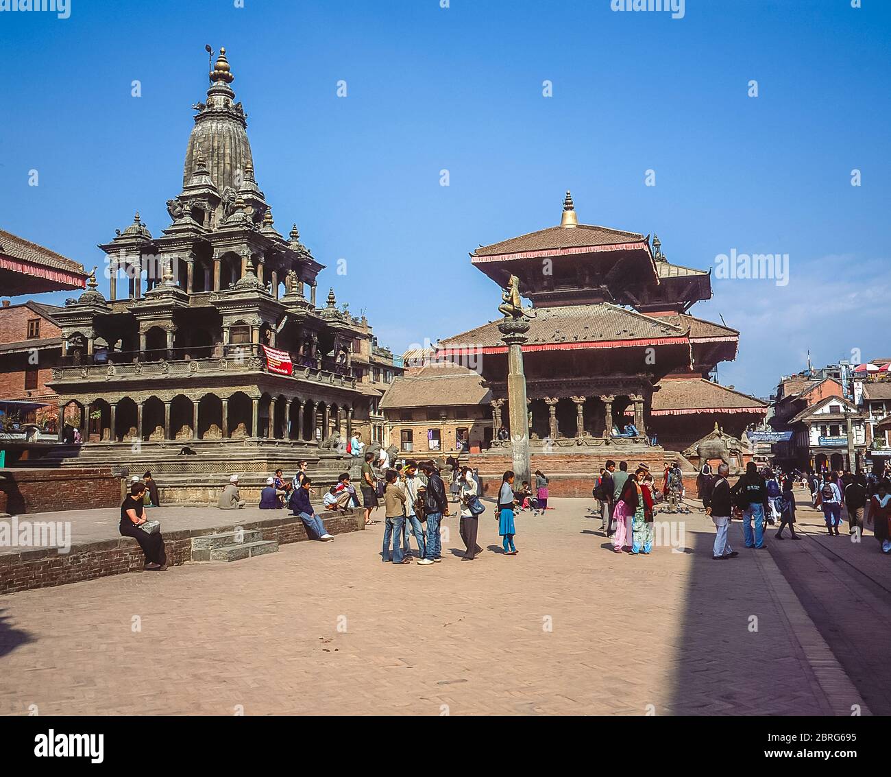 Nepal, Kathmandu. Colourful street scenes in the medieval Durbar Square ...