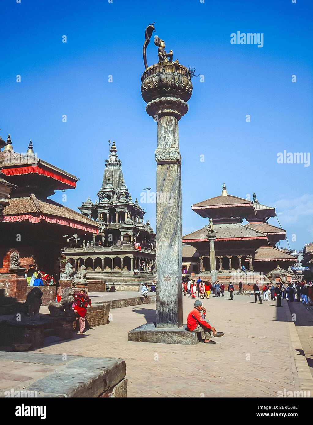 Nepal, Kathmandu. Colourful street scenes in the medieval Durbar Square ...