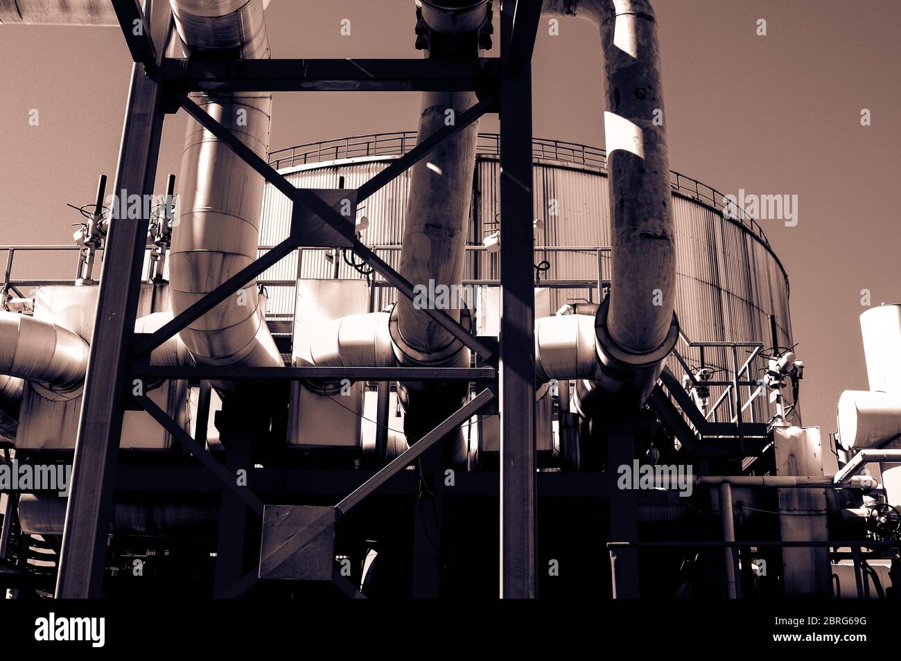 Pipeline and pipe rack of petroleum industrial plant. Offshore Industry ...