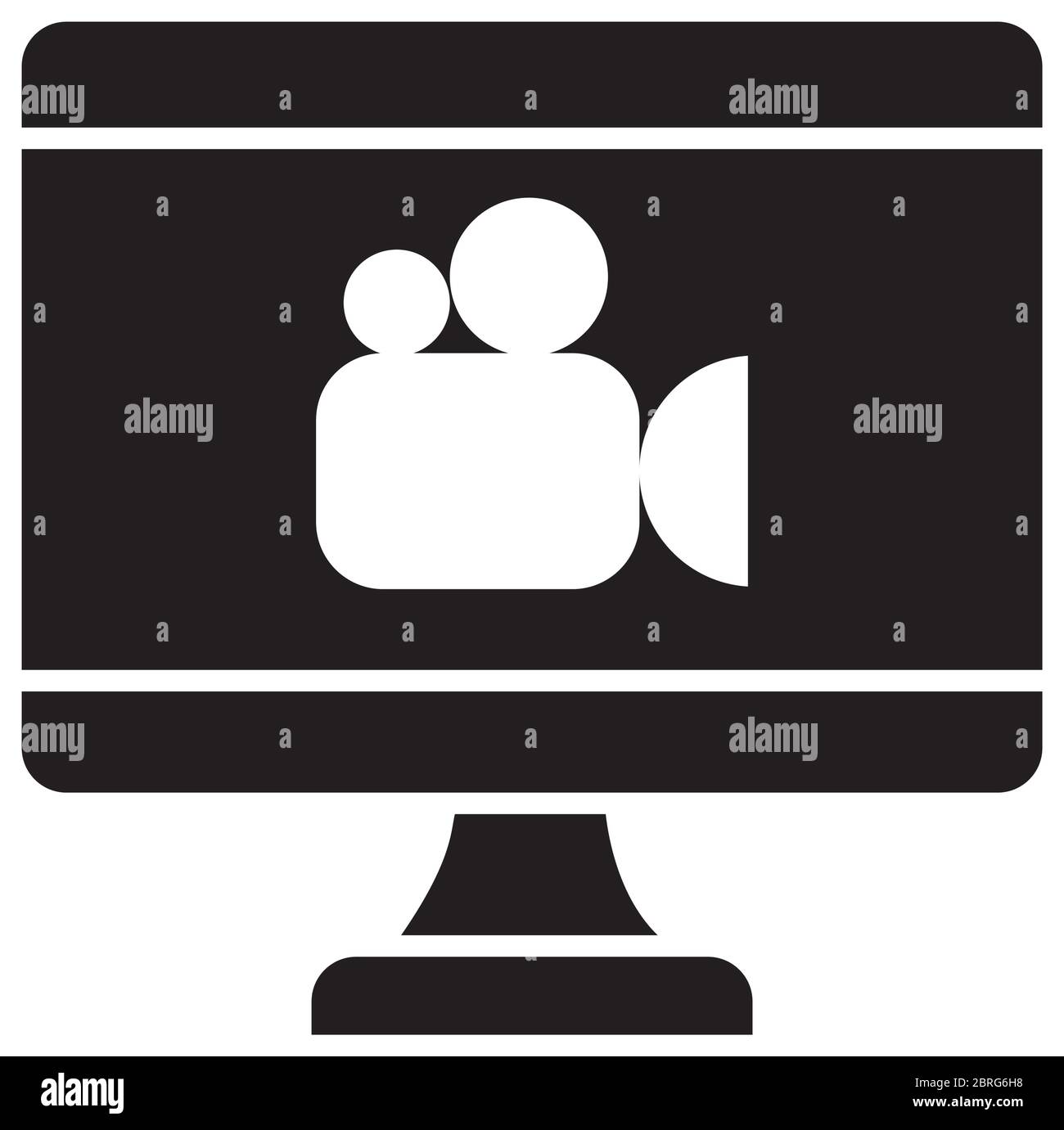 online learning concept, computer with video camera icon on screen over ...