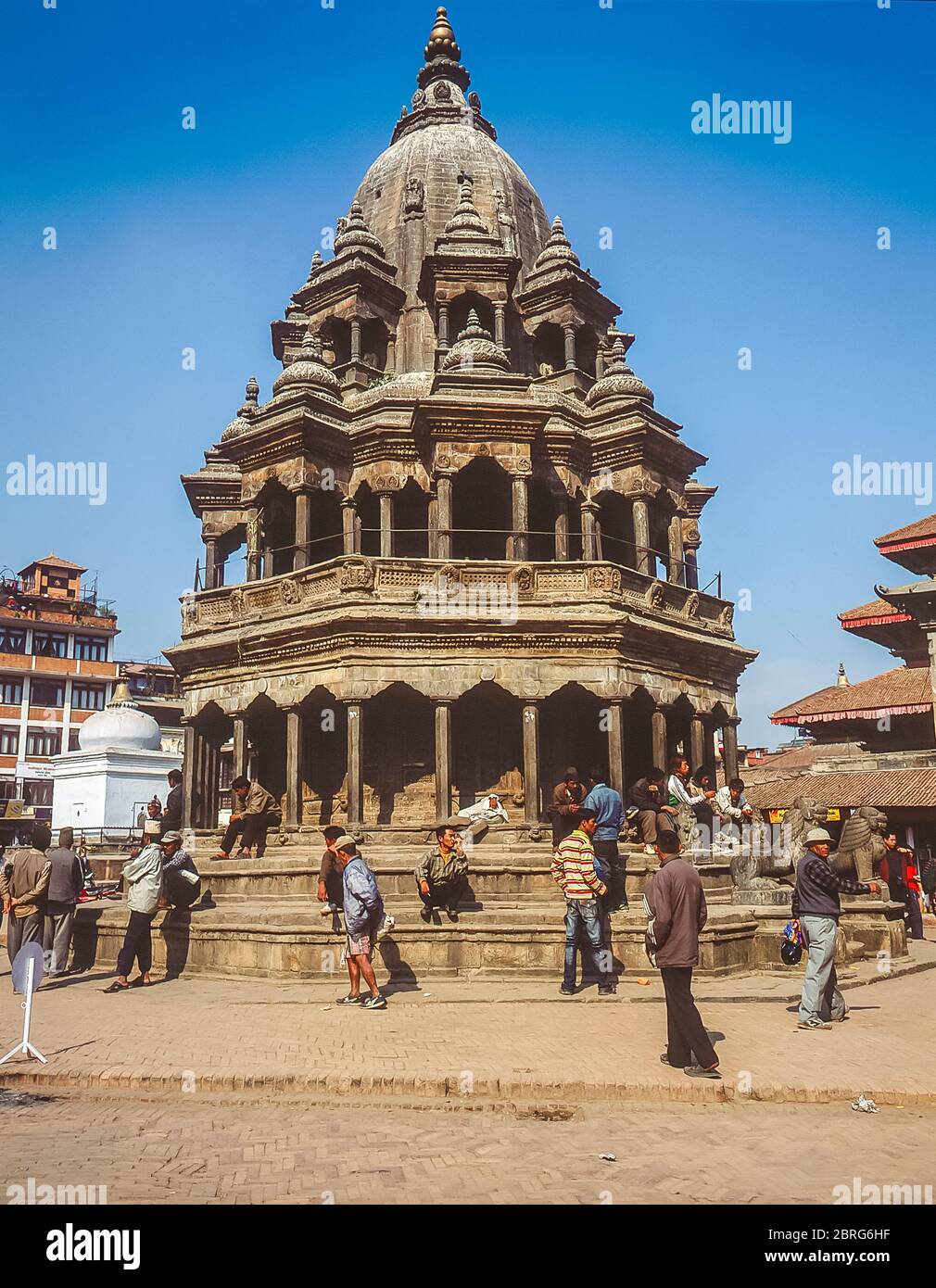 Nepal, Kathmandu. Colourful street scenes in the medieval Durbar Square ...